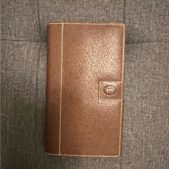 Gucci | Other | Gucci Logo Day Planner Notebook Cover Leather Brown And ...